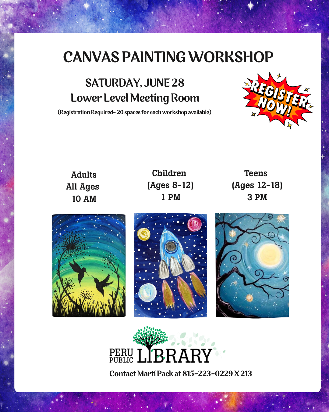CANVAS PAINTING WORKSHOP – Peru Public Library, Peru, Illinois